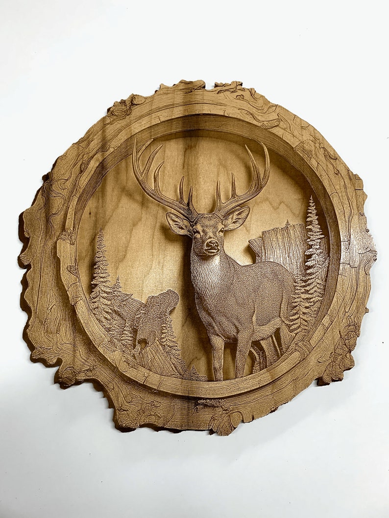 3d Illusion Laser Engraving File Wall Hanging Deer Hunting Decoration ...
