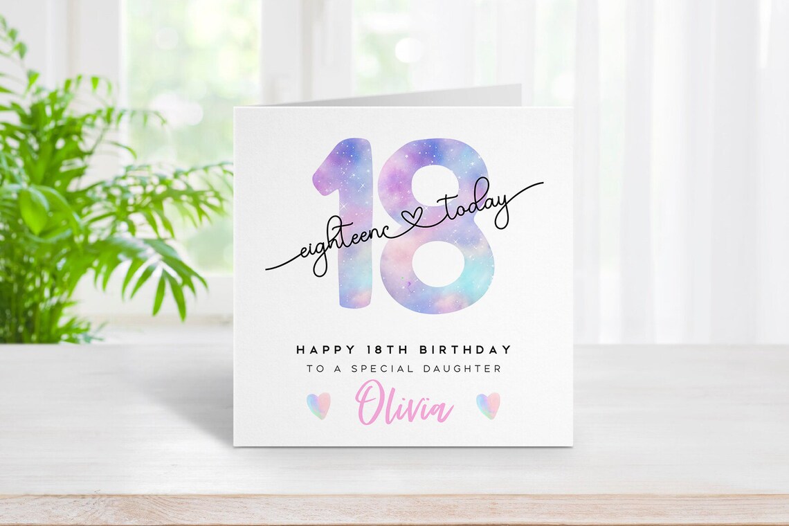 Personalised Card 18th Birthday Card, Eighteen Today, Card for 18th ...