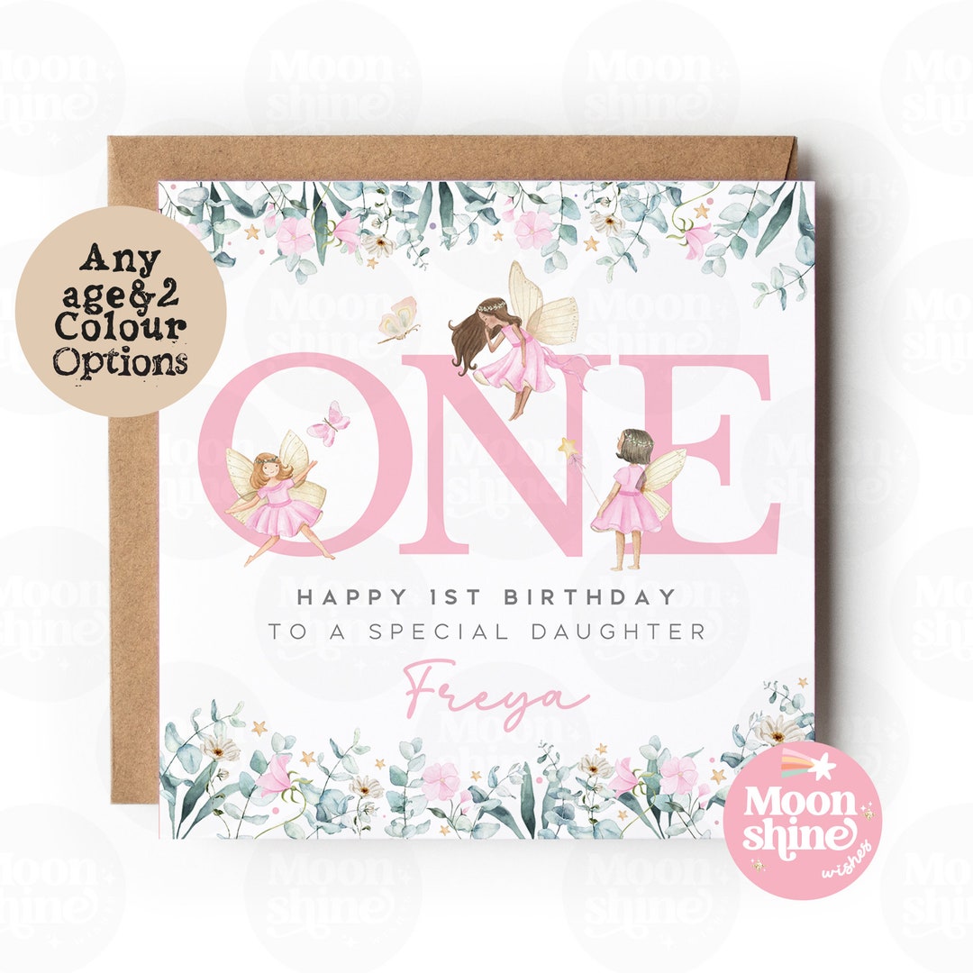 Magical Fairy 1st Birthday Card Any Age Personalised, Flower Fairy Card ...