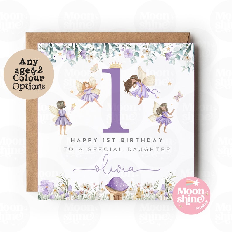 Magical Fairy 1st Birthday Card Any Age Personalised, Flower Fairy Card ...