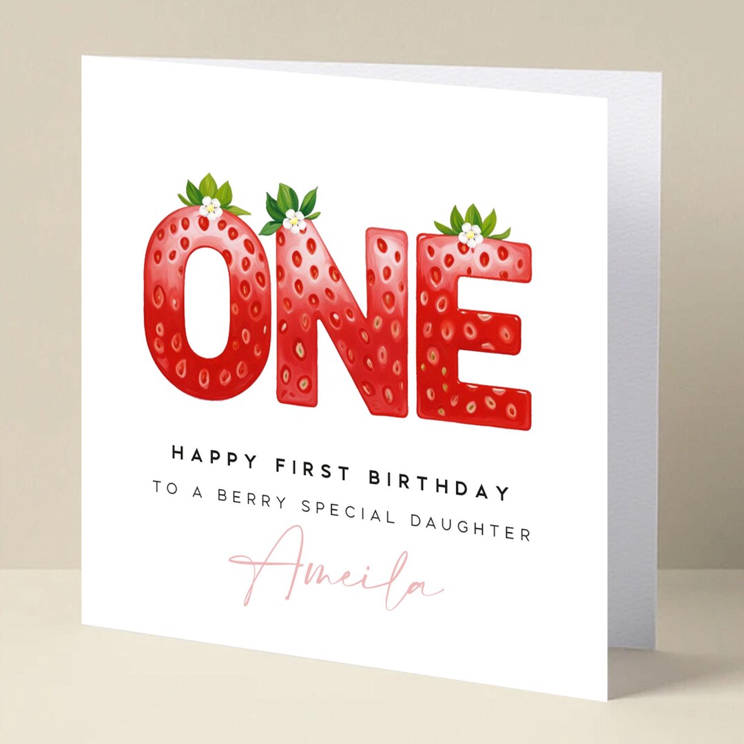 Strawberry Birthday Card, Berry Special Birthday, Baby First Birthday ...