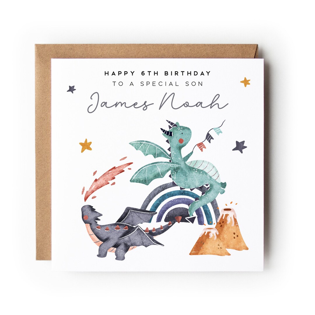 Personalised Dragon Birthday Card Any Age Personalised, Baby Dragon ...