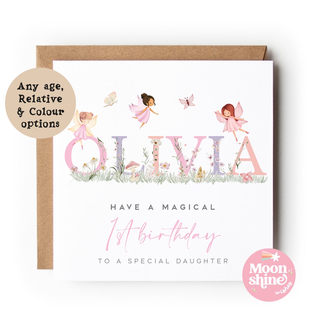 Personalised Name Fairy 1st Birthday Card, Fairy Card for Daughter ...