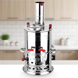 Traditional Water Heater & Samovar, Tea Samovar, Samovar Burning With ...