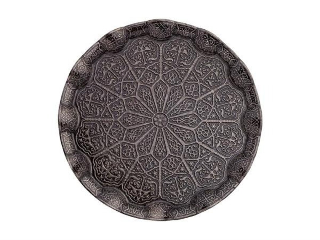 Tray Double - Round Metal Casting - Pewter Colour - Etsy