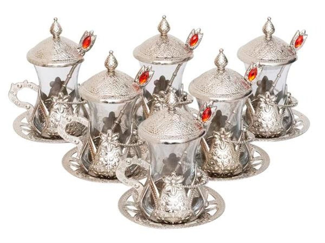 Boxed Turkish Tea Glass Set With Saucers and Spoons | 6 Personal Gift ...
