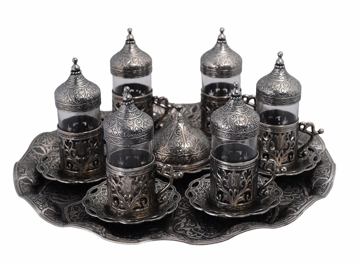 6-person Turkish Tea Set With Tray & Lokum Bowl | Traditional Glass ...