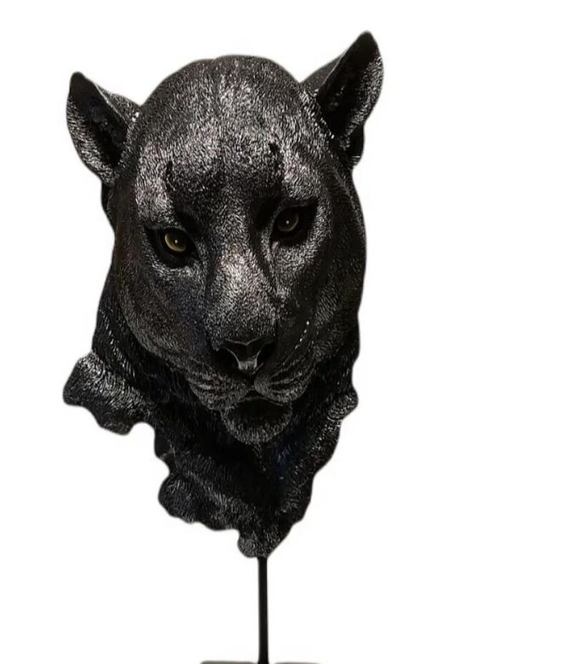 Panther Head Statue on Stand Animal Figurine for Table Showpiece Home ...