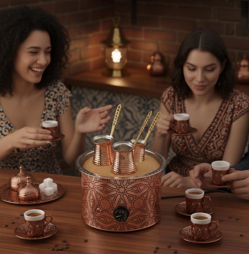 Traditional Copper Turkish Heating Sand Coffee Maker Circle Medium ...