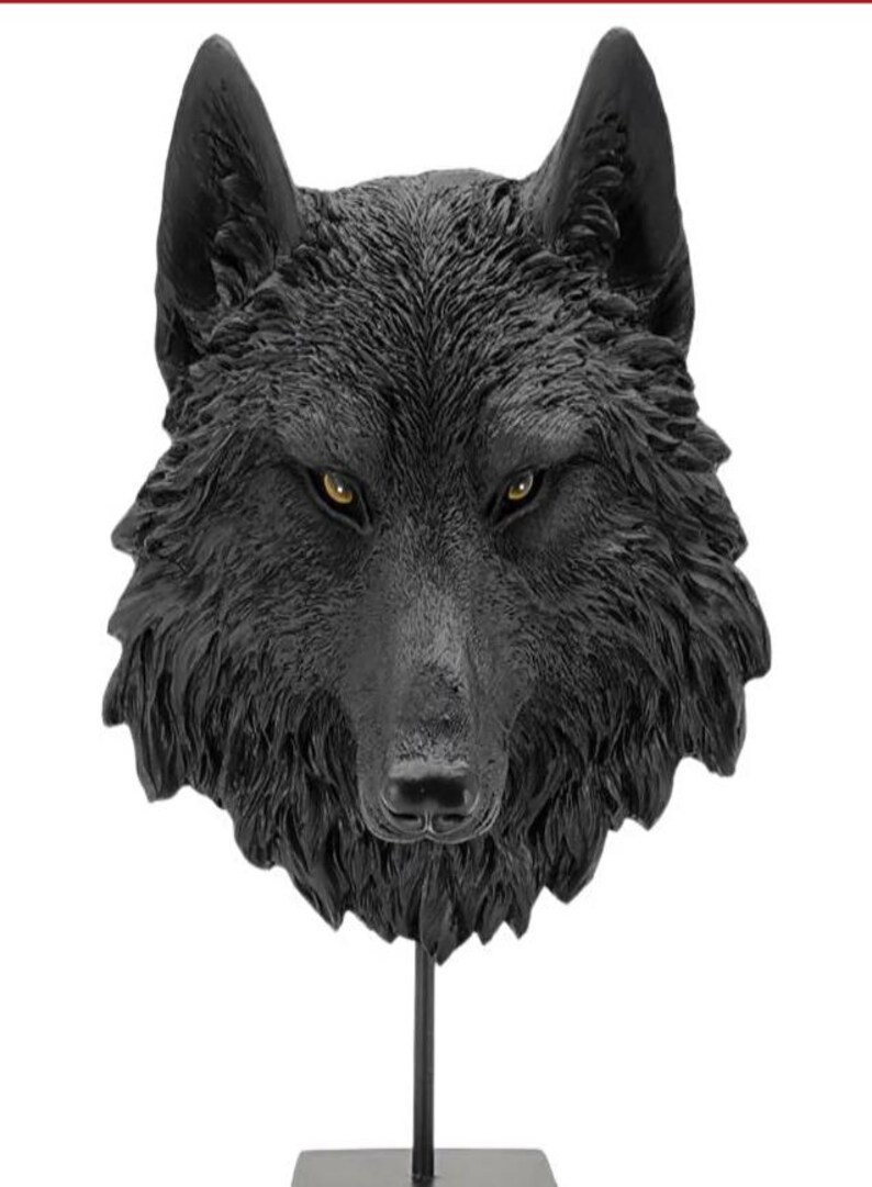 Decorative Wolf Head Bust Unique Living Room Collectible Figurine ...