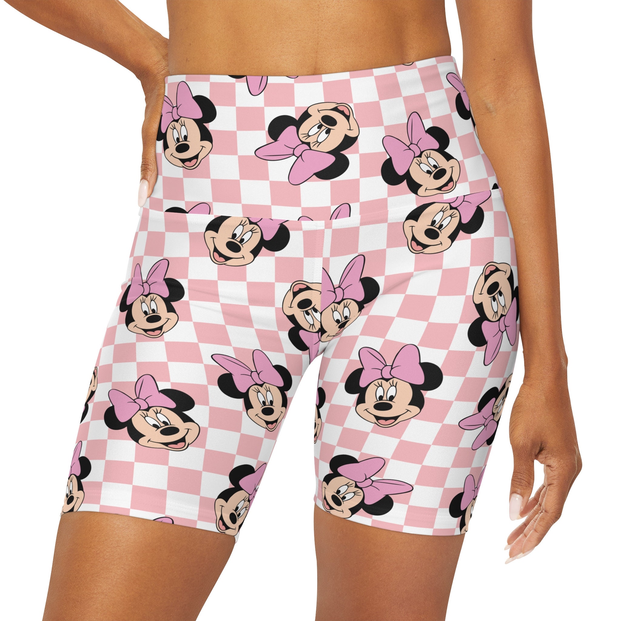 Minnie Mouse Bike Shorts, Minnie Mouse Checkered Shorts, Disney Shorts ...