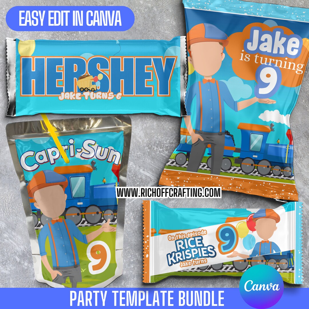 Kids Party Favor Canva Editable Party Favors Chip Bags PNG Rice ...