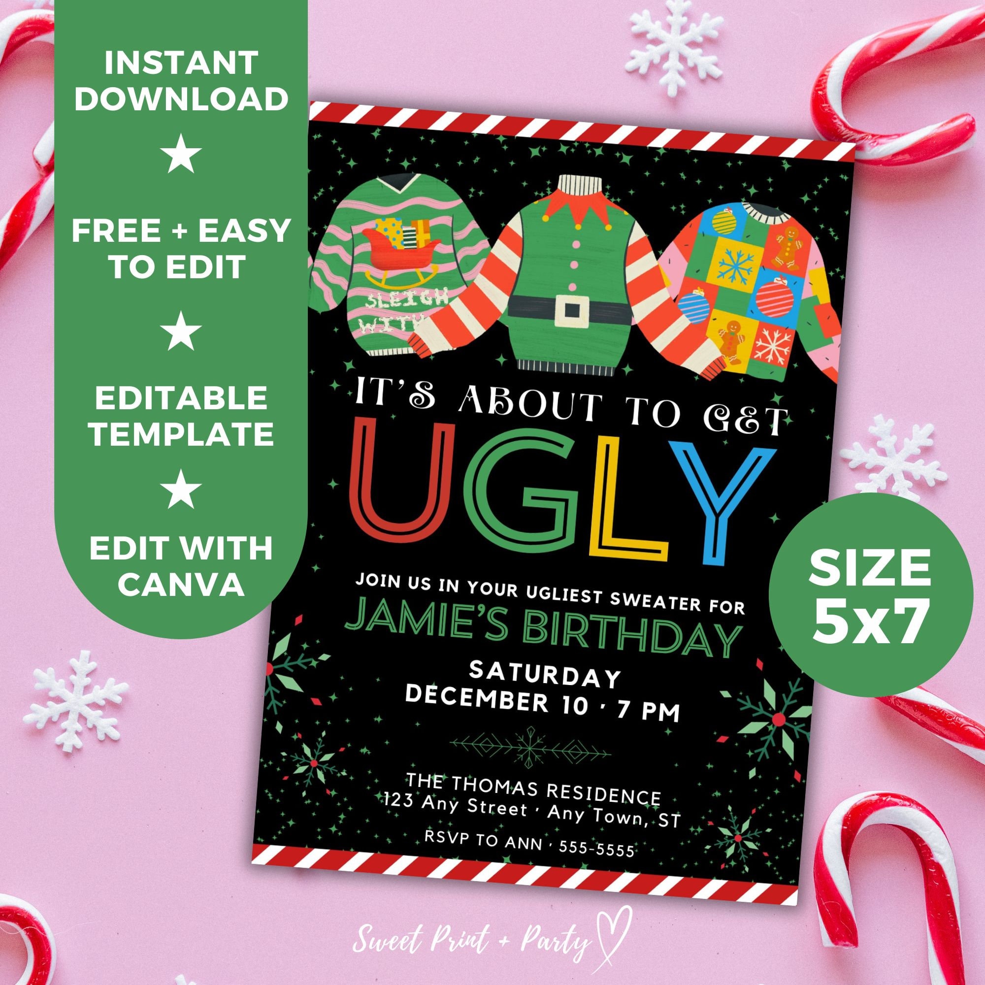 Editable Funny Birthday Invitation Template, It's About to Get Ugly ...