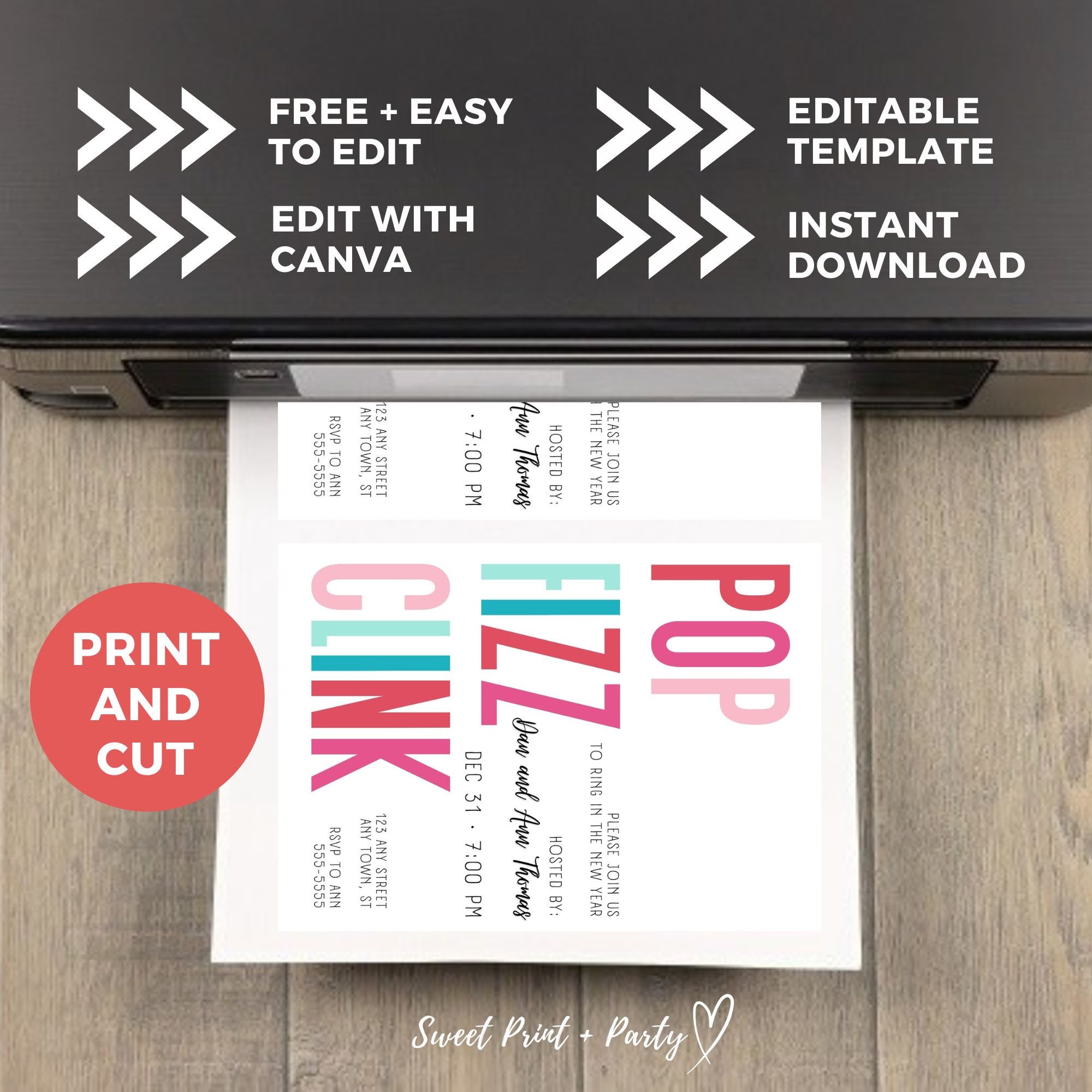 Editable Pop Fizz Clink Cheers New Years Eve Party Invitation - Etsy