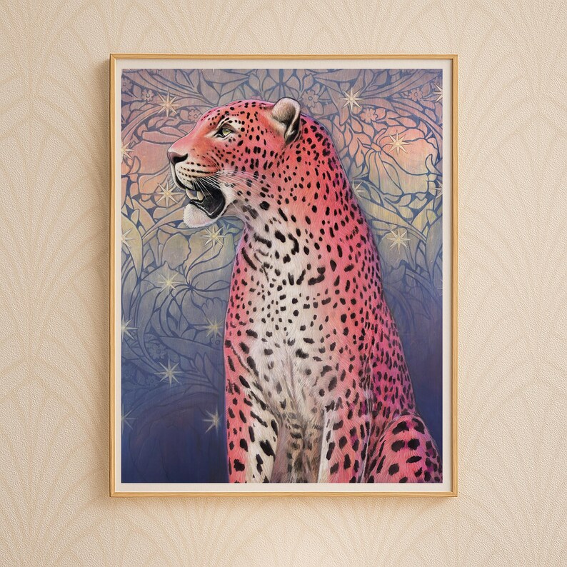 Neon Pink Leopard Fine Art Deco Print. Lisa Frank Style 90s Nostalgia ...