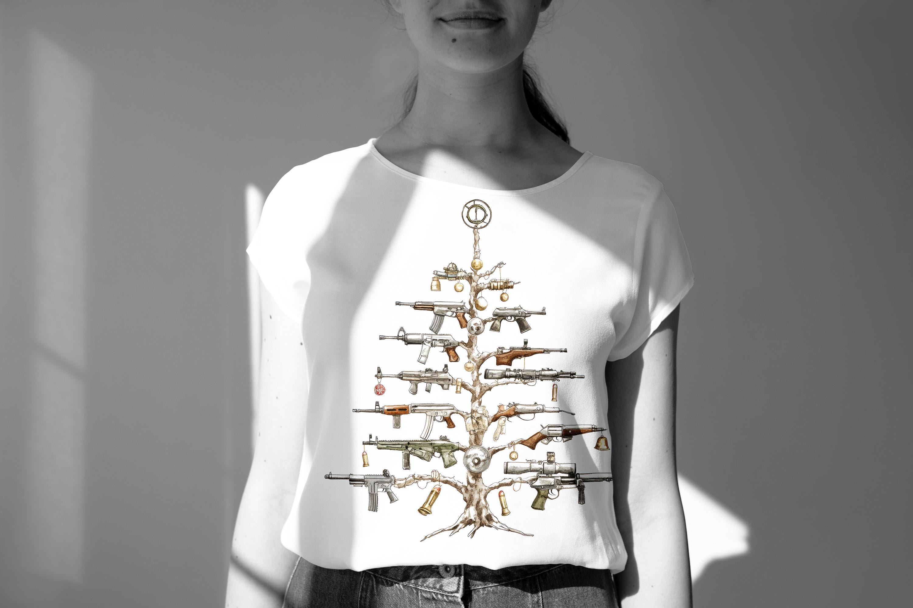 Christmas Tree With Branches Made From Various Types of Guns, Heavy ...