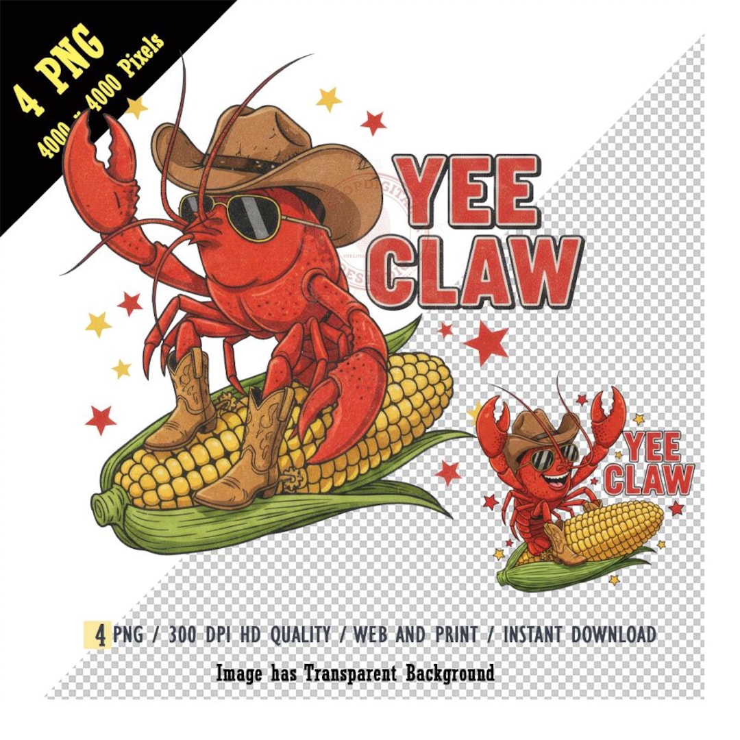 Funny Yee Claw Cowboy Crawfish PNG, Vintage Southern Seafood Boil ...