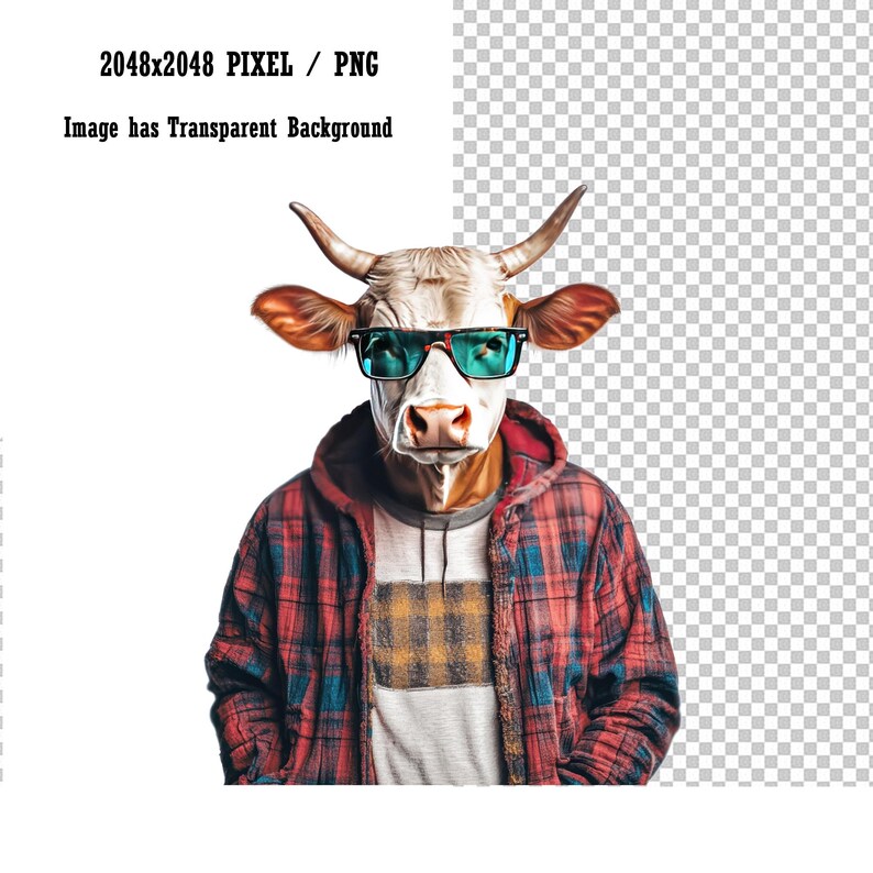 Rockstar Farm Animal Clipart Bundle PNG, Cattle,sheep,pig,goat,llama ...