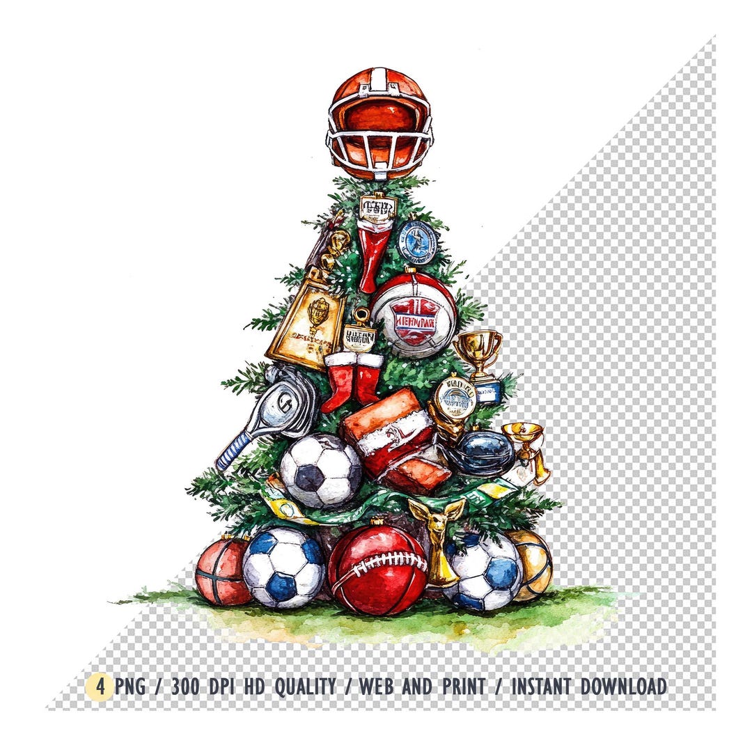 Christmas Tree Sports Equipment Basketballs, Soccer Balls, Tennis ...
