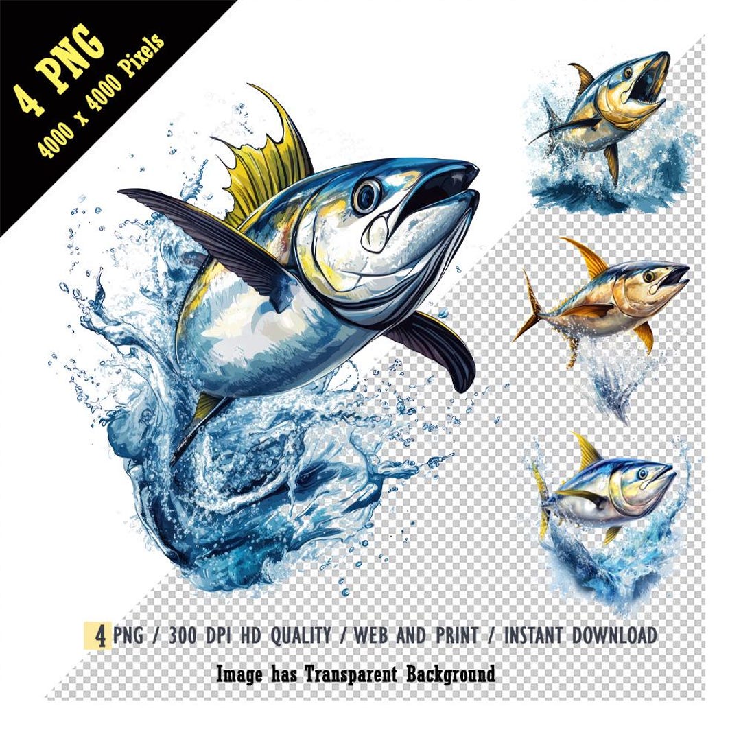 Yellowfin Tuna Sublimation PNG, Yellowfin Tuna Watercolor, Fish ...
