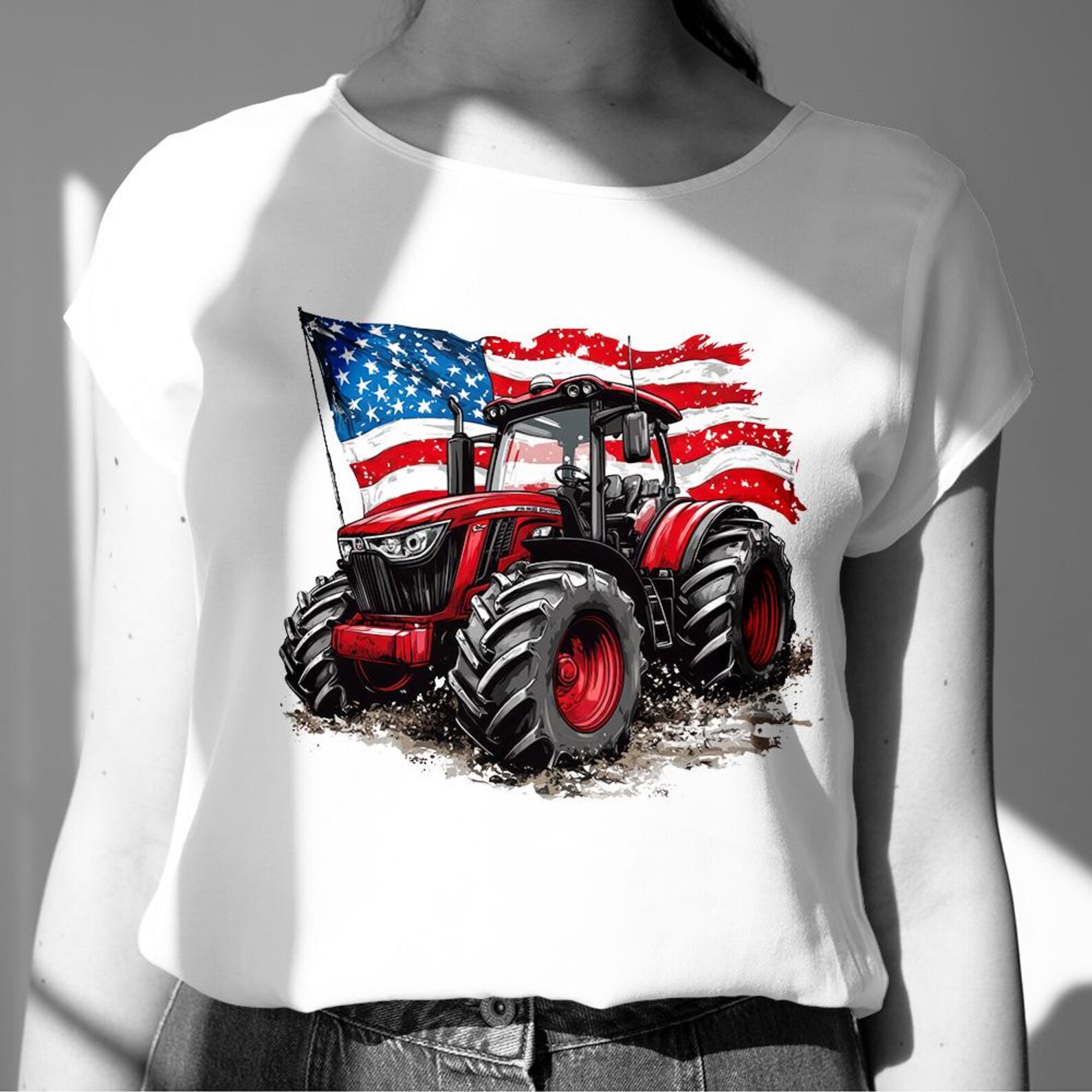 Watercolor American Flag Tractor PNG, Patriotic Usa Flag Tractor 4x4 ...