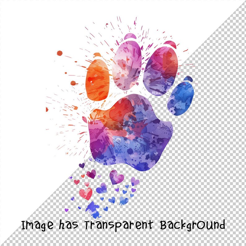 Watercolour Paw Print Clipart, Watercolor Paw Love Hearts PNG, National ...