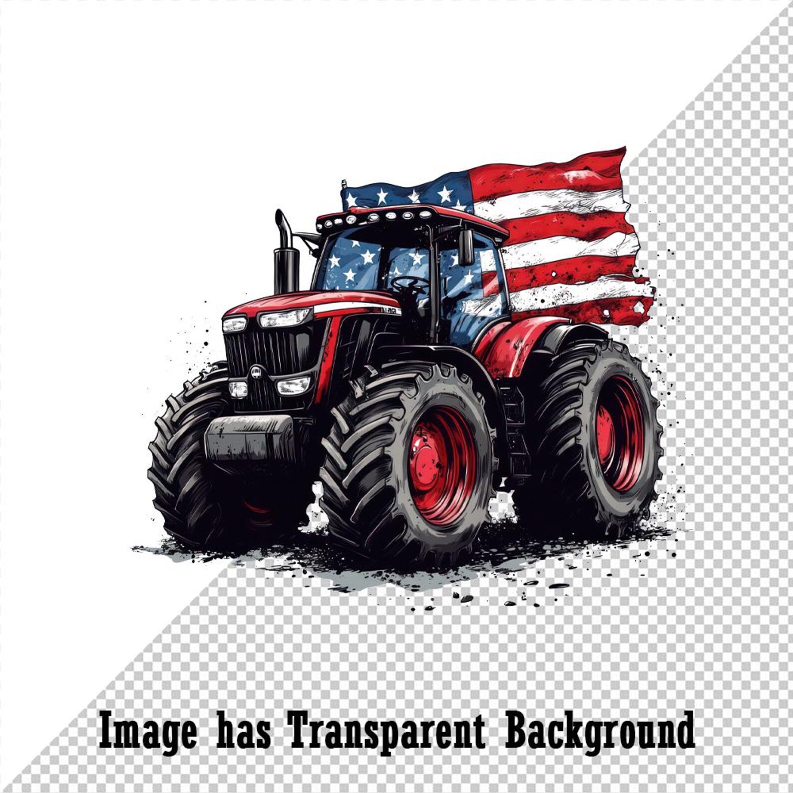 Watercolor American Flag Tractor PNG, Patriotic Usa Flag Tractor 4x4 ...