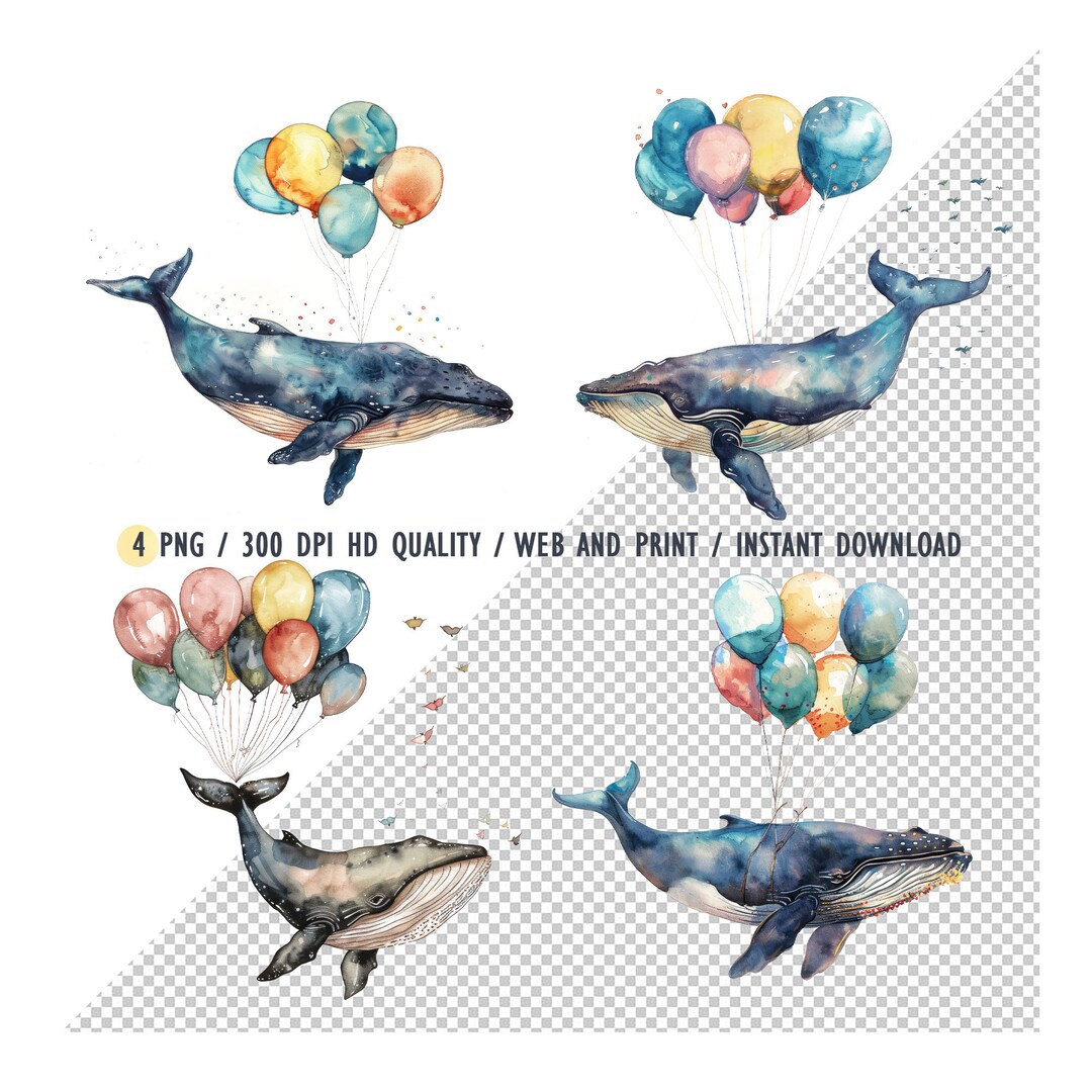 Flying Whale With Balloons PNG, Clipart Flying Whale With Balloons ...
