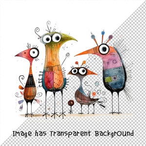 Whimsical Birds Funny Clipart, Whimsical Birds Watercolor PNG, Funny ...