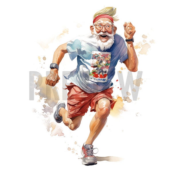 Funny Grandpa Runner PNG, Grandpa Running Clipart, Old Man Running ...