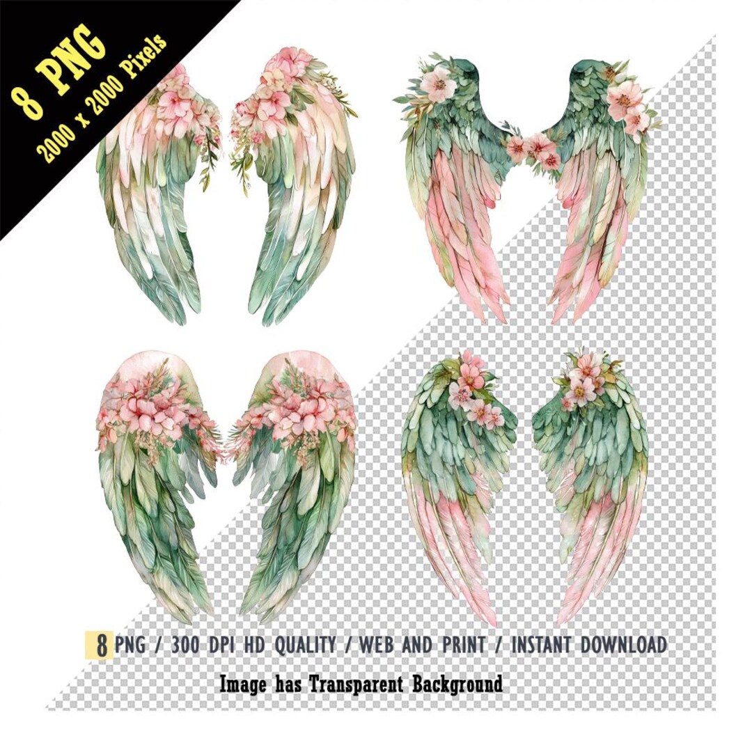 Floral Angels Wings PNG, Angel Wings Clipart, Floral Angels Wings ...