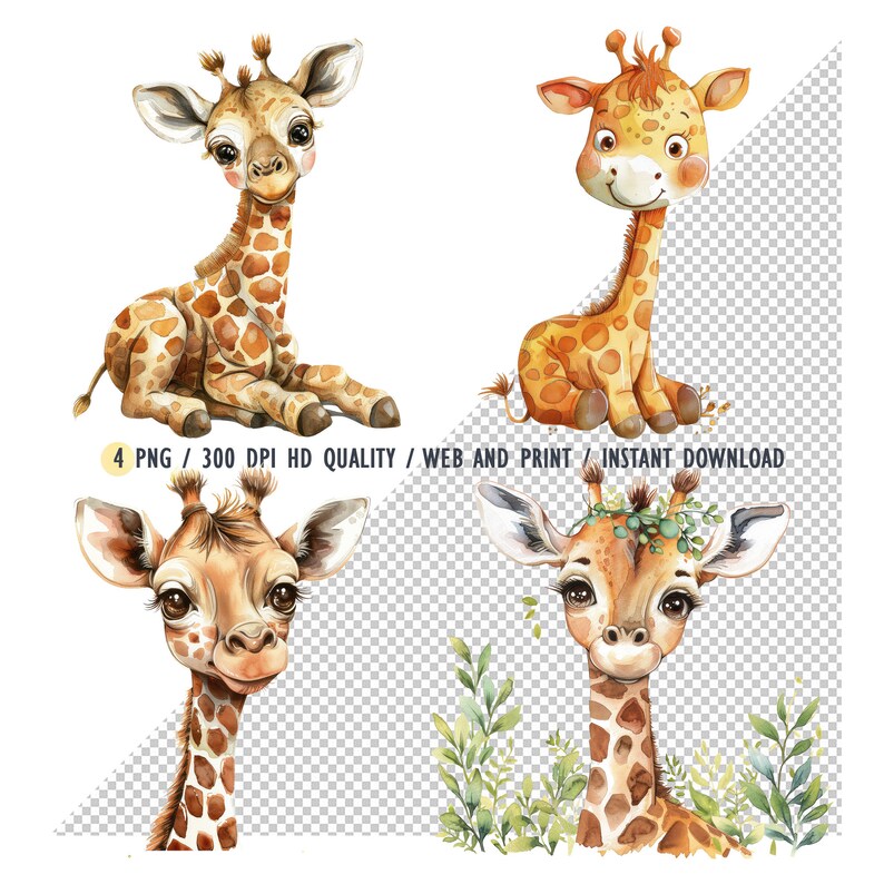 Giraffe Baby Clipart, Giraffe for Nursery Watercolor, Very Cute Giraffe ...