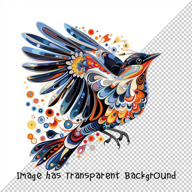 Psychedelic Bird Clipart, Colorful Funny Bird Clipart, Whimsical Bird ...