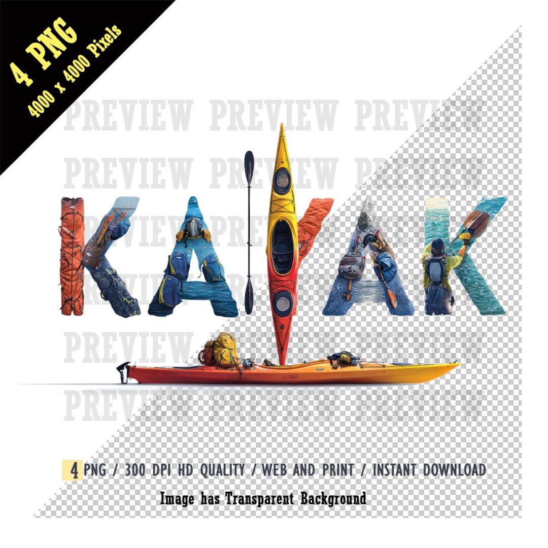 Kayak & Gear Shaped Letters PNG, Gift for Kayaker Paddler, Kayak ...