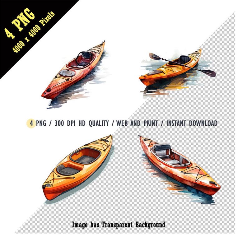 Kayak Watercolor Kayak Clipart, Boat PNG, Kayak in Lake, Kayak ...