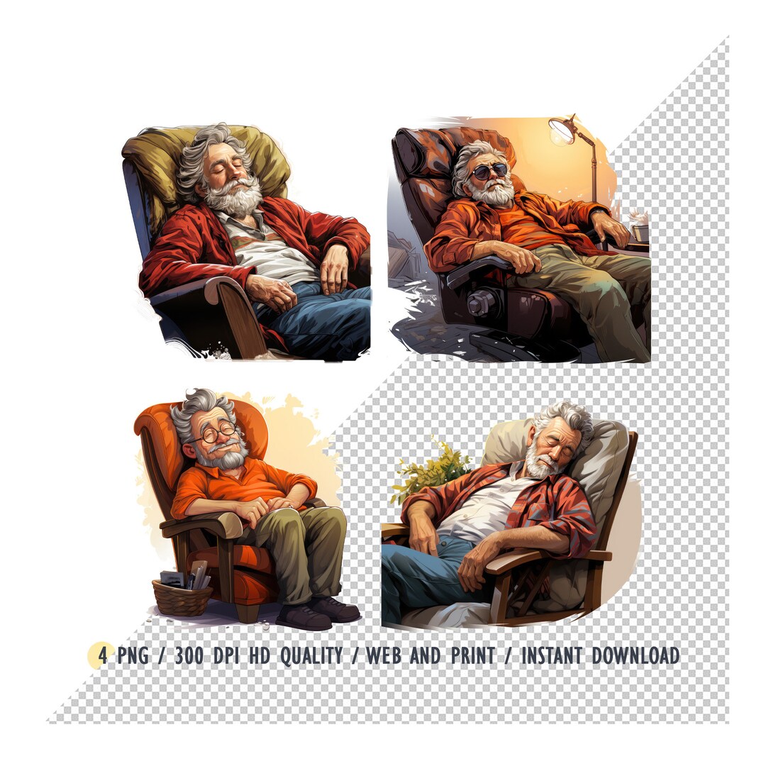 Grandfather Funny Sleeping PNG, Sleepy Grandpa Clipart Png, Grandfather Clipart, Elderly People ...