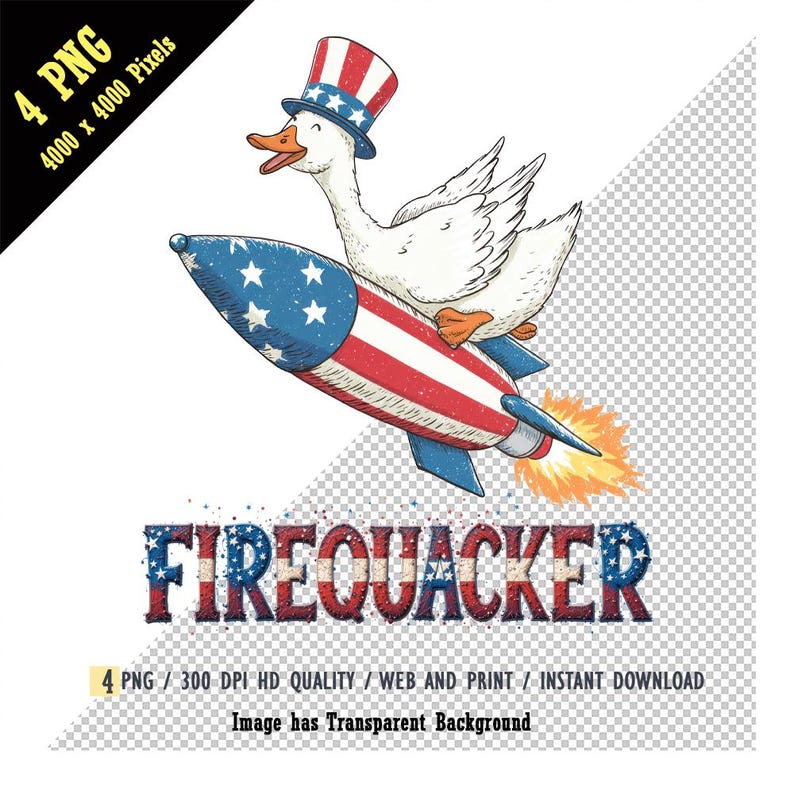 Firequacker Goose PNG, 4th of July Shirt Design, Patriotic Day, Funny ...