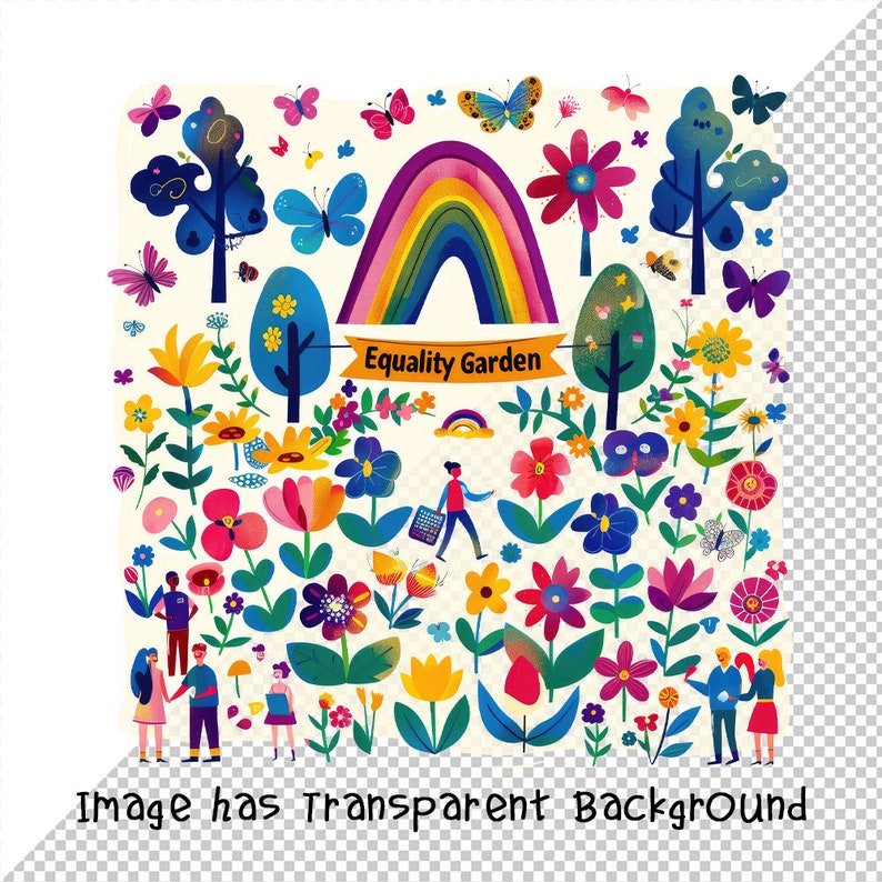 Equality Garden Clipart, Equality Garden With Flowers, Trees, and ...