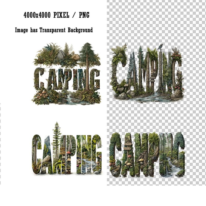 Wilderness Forest CAMPING Typography Art PNG, Vintage National Park ...