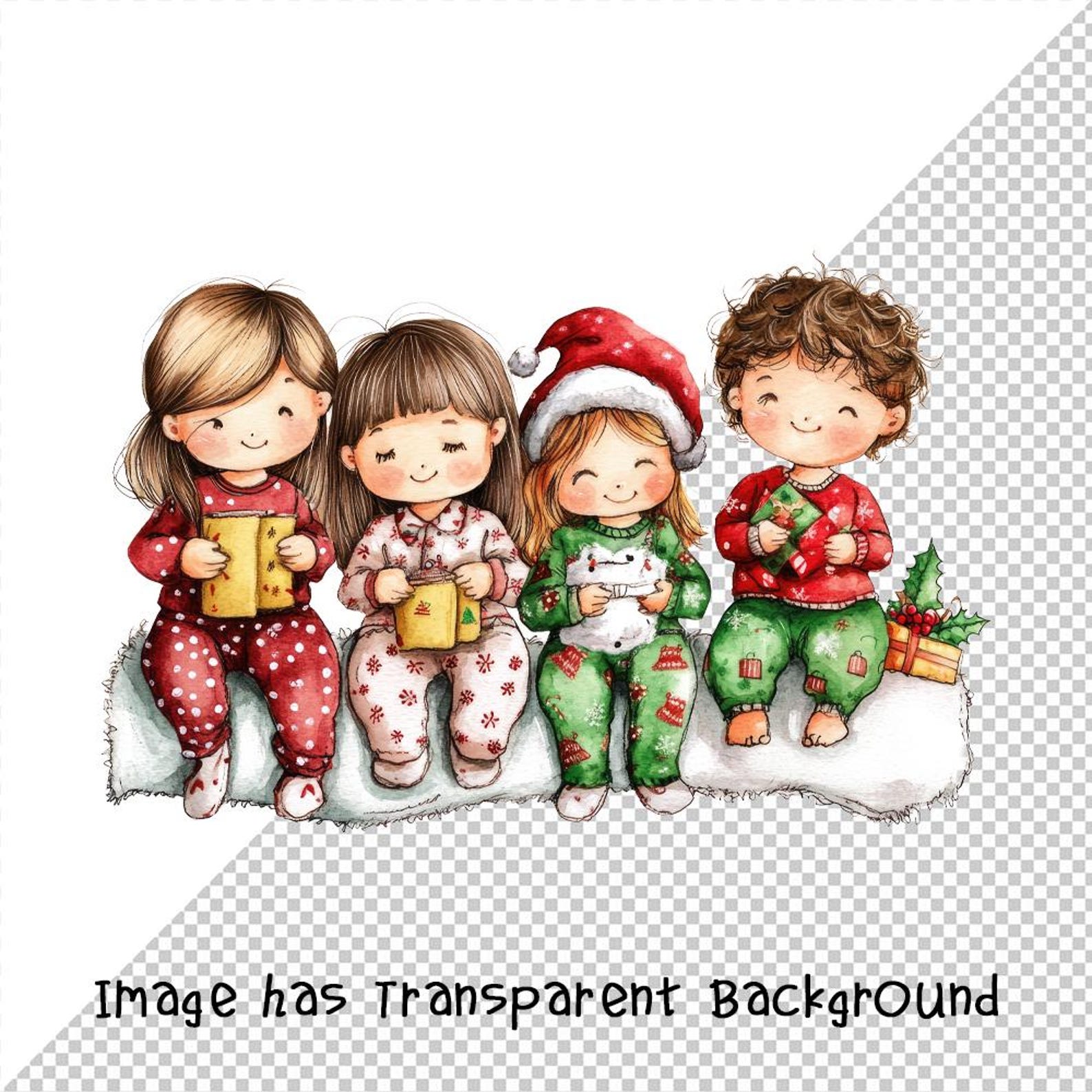 Christmas Pajama Party Adorable Kids in Cozy Christmas Pajamas Having a ...