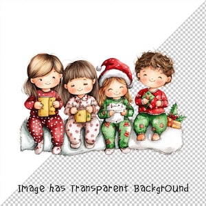 Christmas Pajama Party Adorable Kids in Cozy Christmas Pajamas Having a ...