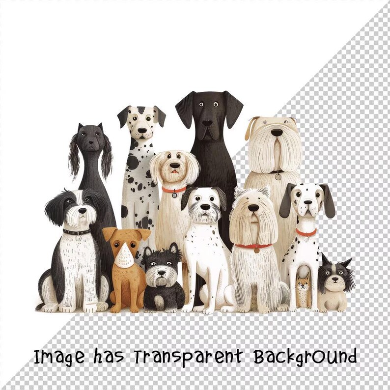 A Group of Cute Dog Family Clipart, Watercolor Whimsical Dogs Party ...