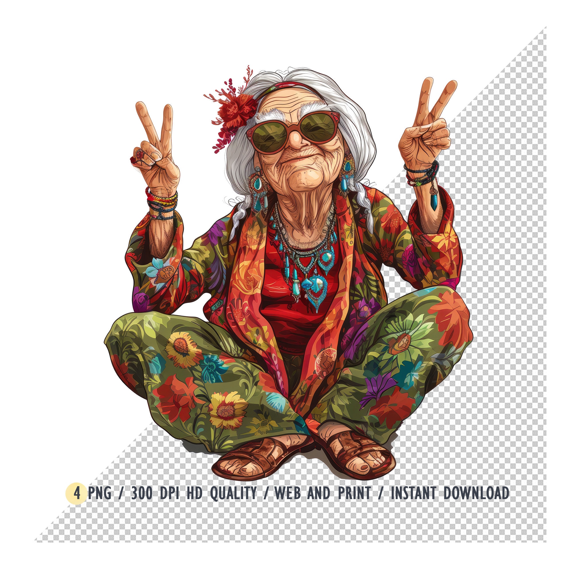 Old Funny Ladys Hippie Clipart, Funny Old Ladies PNG, Grandmother ...
