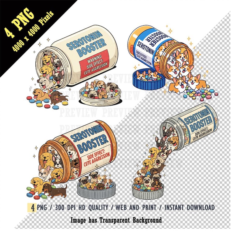 Serotonin Booster Dogs PNG, Super Cute Artsy Creative Design for Dog ...