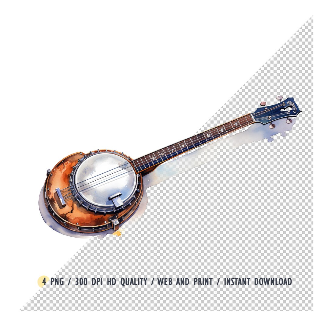 Watercolor Banjo Clipart, Banjo Watercolor Artwork, Clipart, Dreamy ...