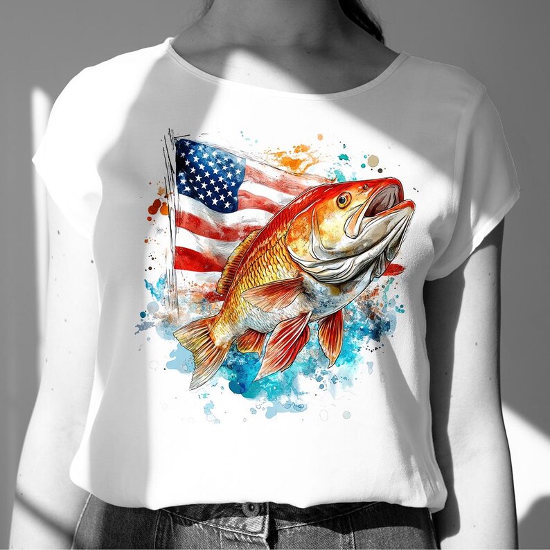 Watercolor Redfish Sublimation PNG, Saltwater Fishing PNG, Redfish ...