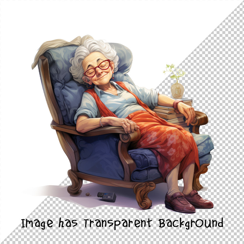 Old Lady Funny Sleeping PNG, Granny Sleeping Clipart, Scrapbook, Junk ...