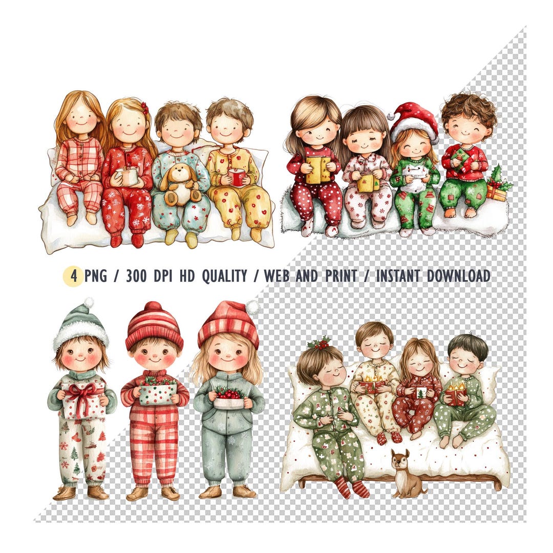 Christmas Pajama Party Adorable Kids in Cozy Christmas Pajamas Having a ...