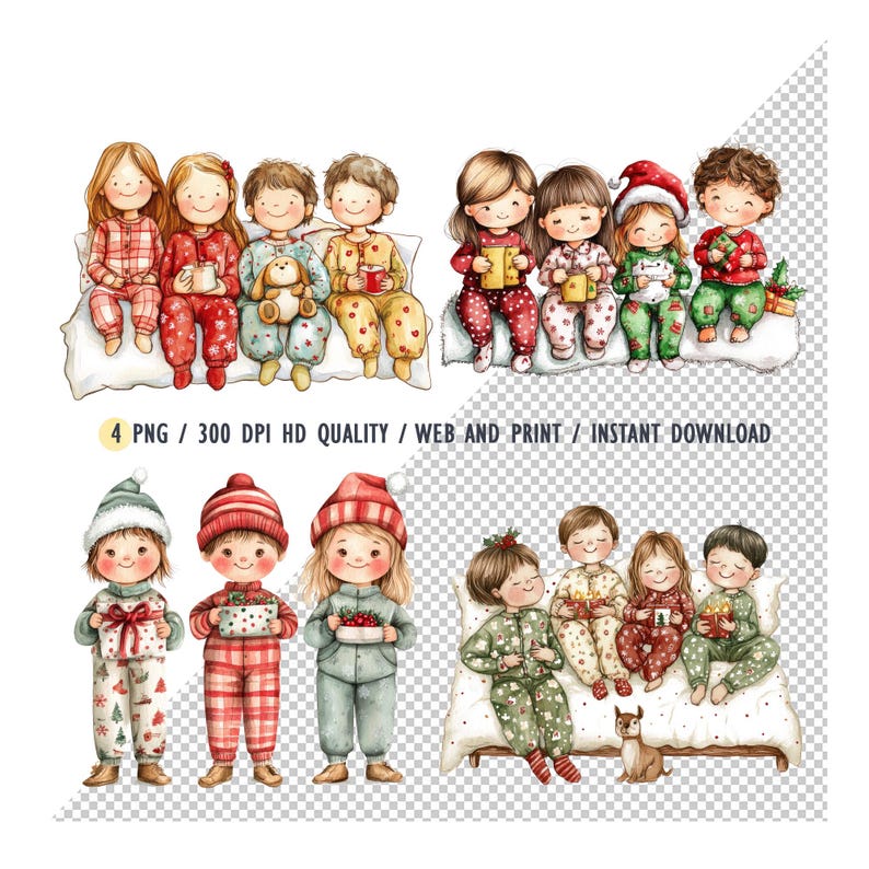Christmas Pajama Party Adorable Kids in Cozy Christmas Pajamas Having a ...