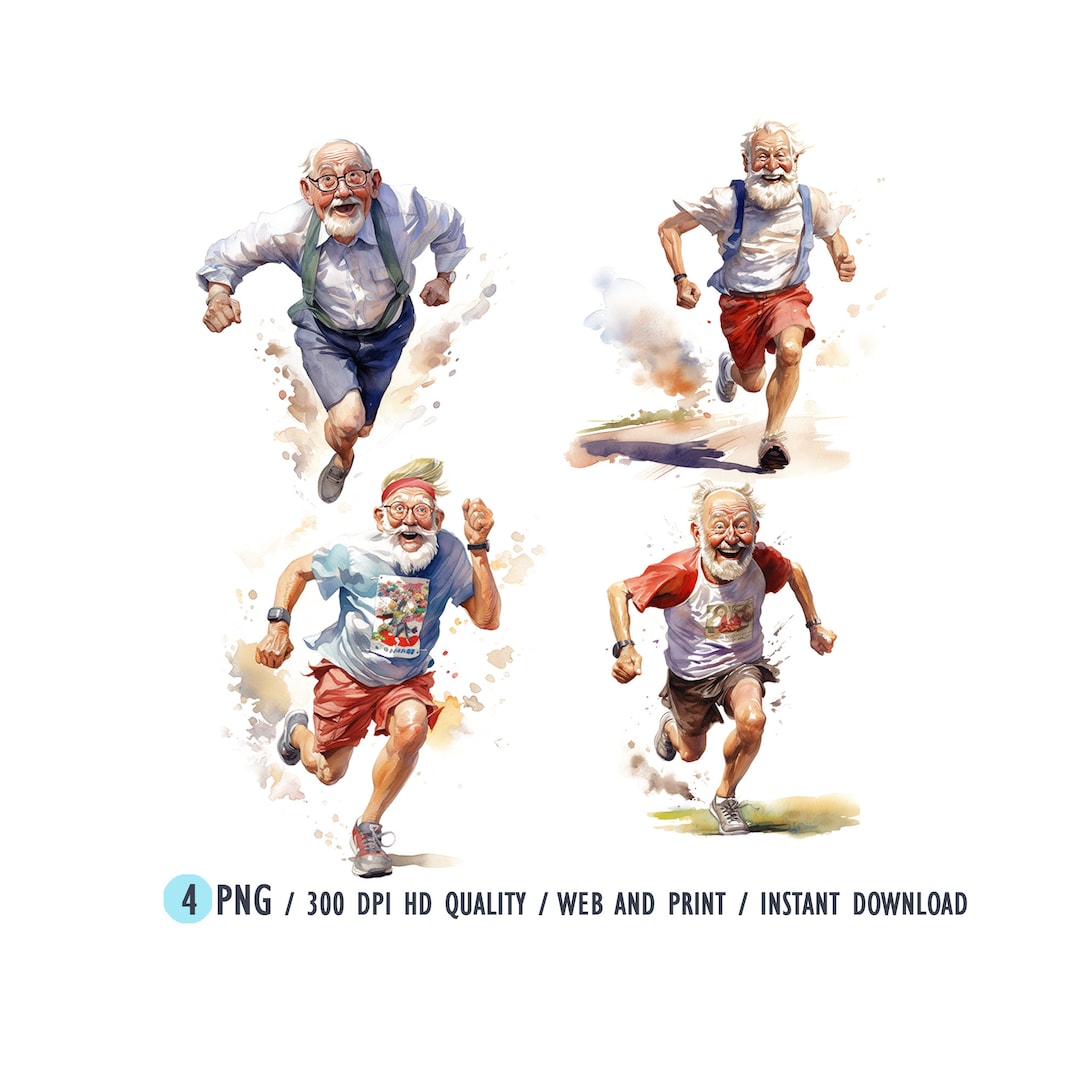 Funny Grandpa Runner PNG, Grandpa Running Clipart, Old Man Running ...